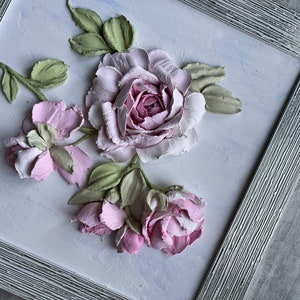 Flower Sculpture Painting Roses 3D Painting Floral Painting 3D Wall Art ...