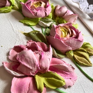 Peony 3d Painting Sculpture Painting Ranunculus Plaster Panno Impasto ...