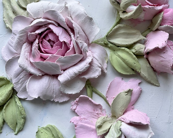 Flower Sculpture Painting Roses 3D Painting Floral Painting 3D - Etsy