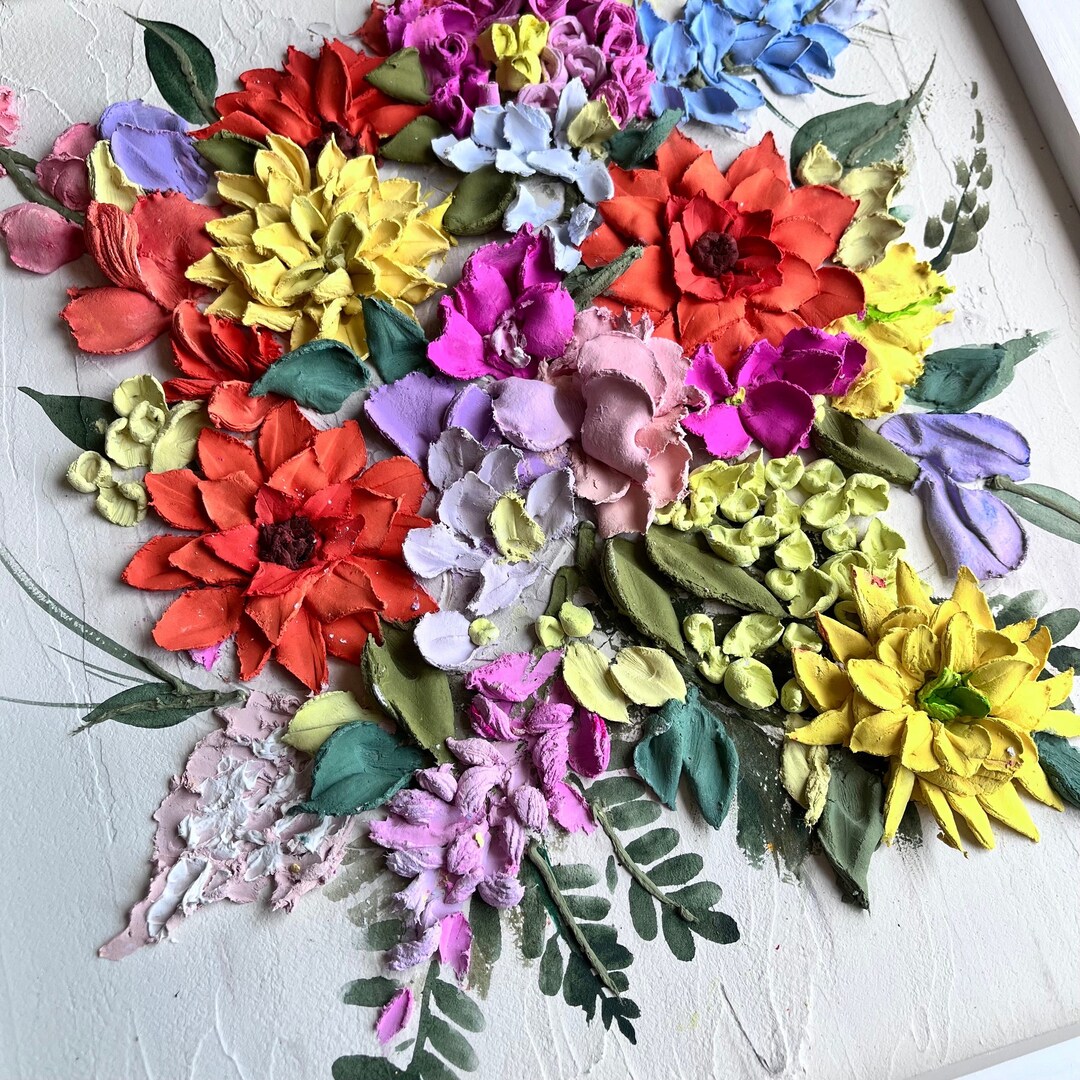 3d Wedding Plaster Bouquet, 3d Flower Wall Art, Wedding Bouquet From ...