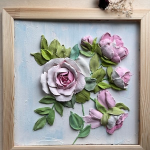 Flower Sculpture Painting Roses 3D Painting Floral Painting 3D Wall Art ...