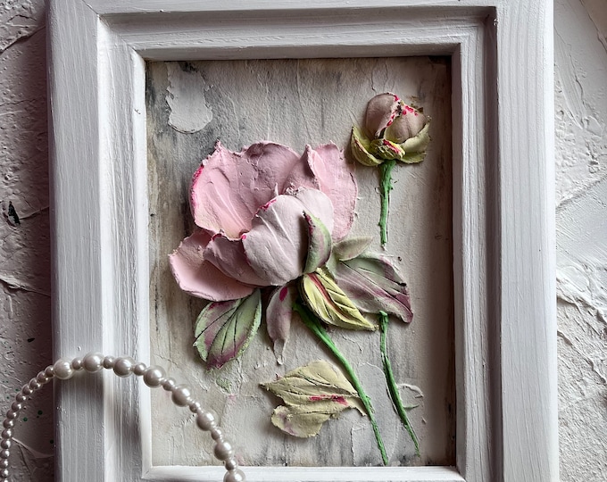 Flower Sculpture Painting Roses 3D Painting Floral Painting 3D Wall Art ...