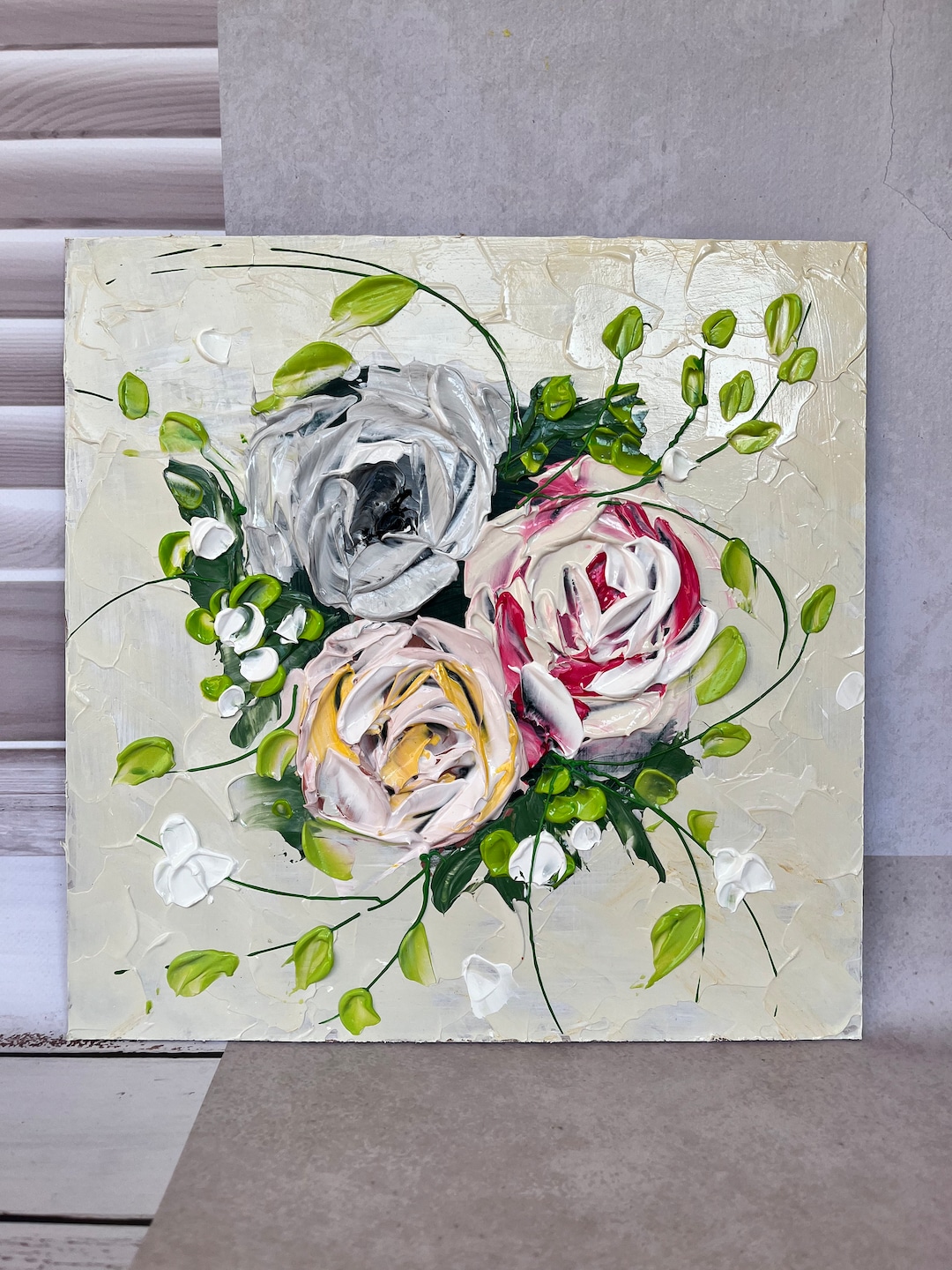 Roses Painting Sculpture Painting 3d Flowers Painting Floral Textured ...