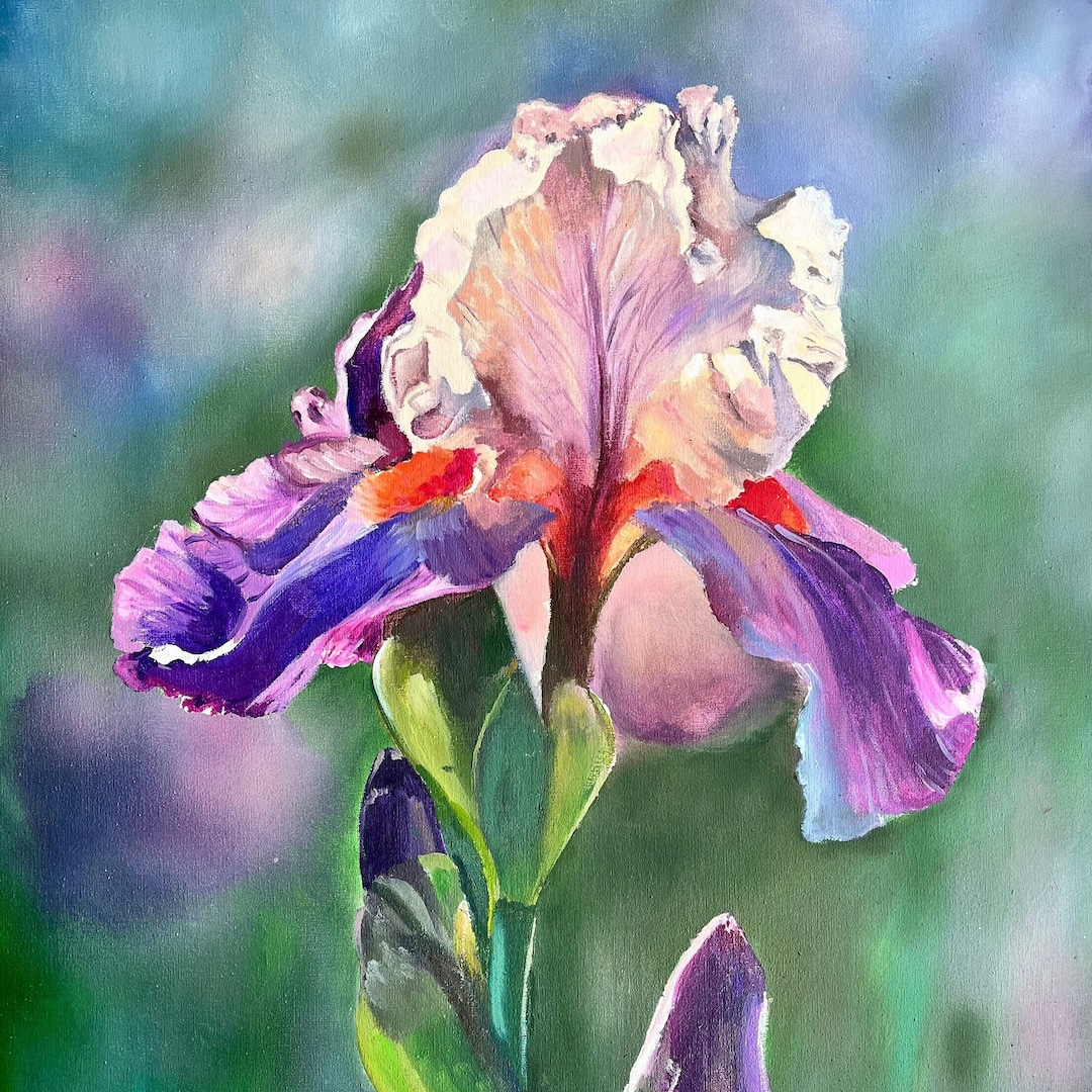 Iris Original Painting Realistic Flowers Painting Original Floral Wall ...