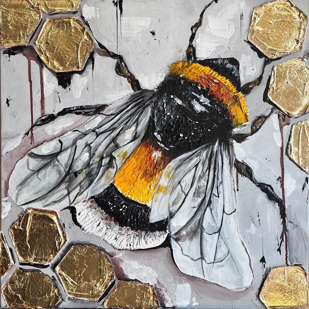Bumblebee Original Painting Textured Painting Insects Plaster Art 3d ...