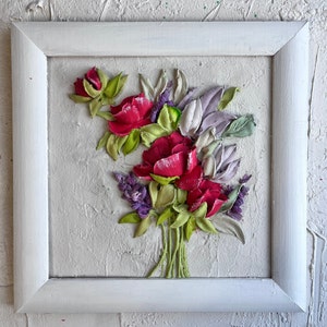 3d Rose Painting, 3D Flowers Made of Plaster, Original 3d Art, 3d ...