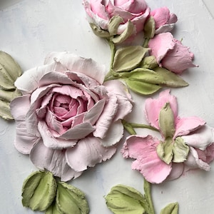 Flower Sculpture Painting Roses 3D Painting Floral Painting 3D Wall Art ...