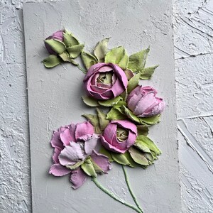Peony 3d Painting Sculpture Painting Ranunculus Plaster Panno Impasto ...