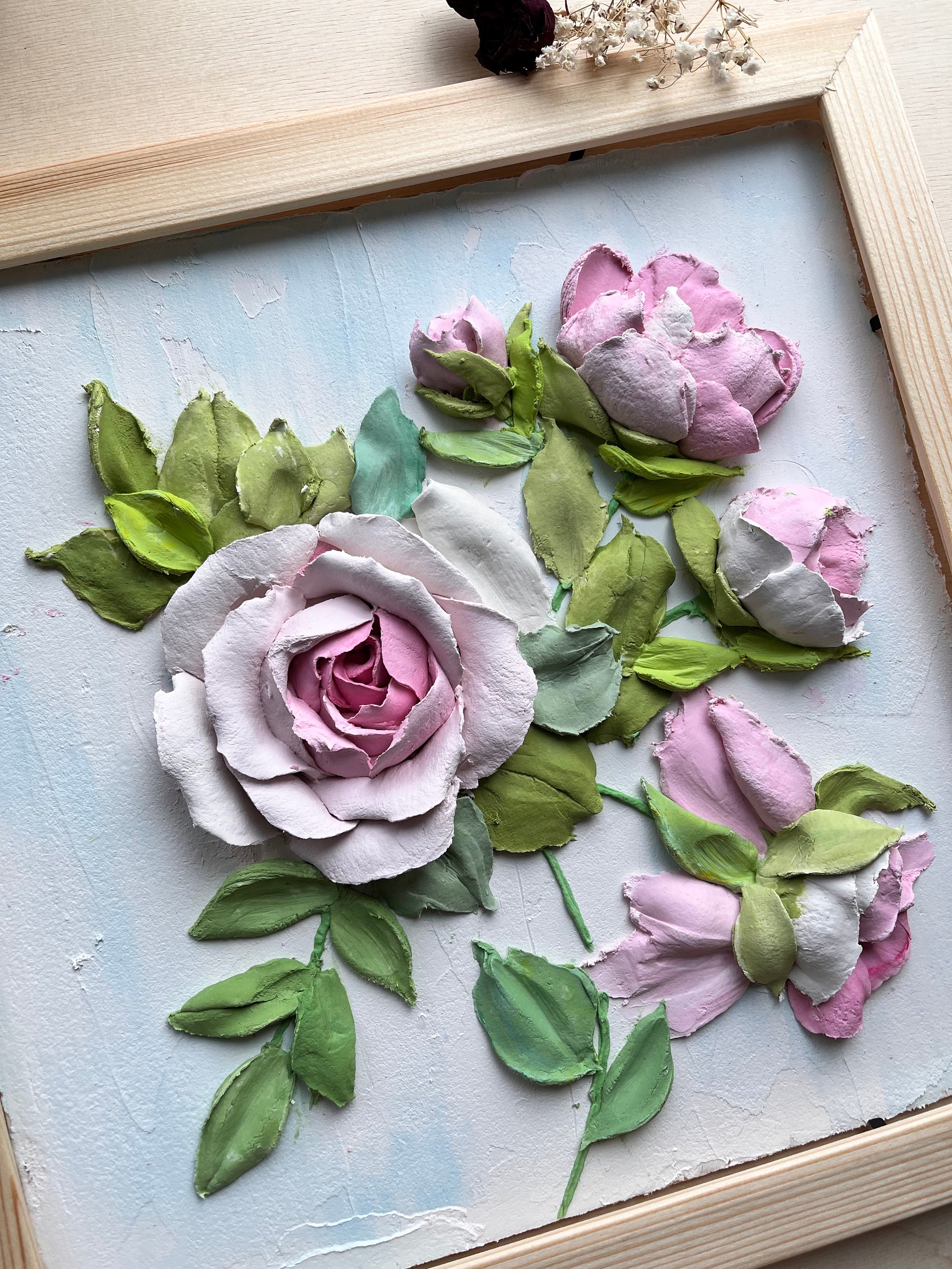 Flower Sculpture Painting Roses 3D Painting Floral Painting 3D - Etsy