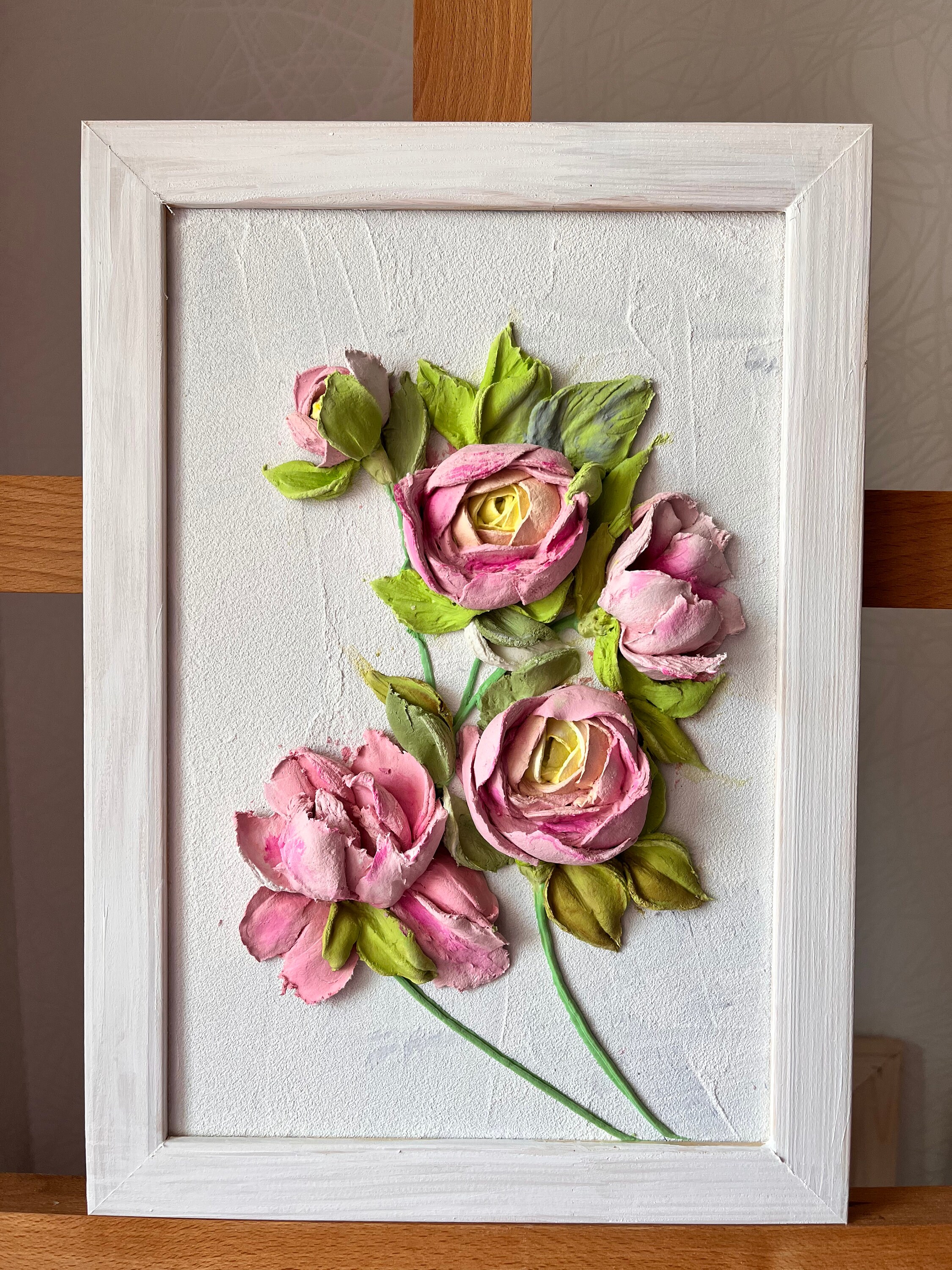 Peony 3d Painting Sculpture Painting Ranunculus Plaster Panno Impasto ...