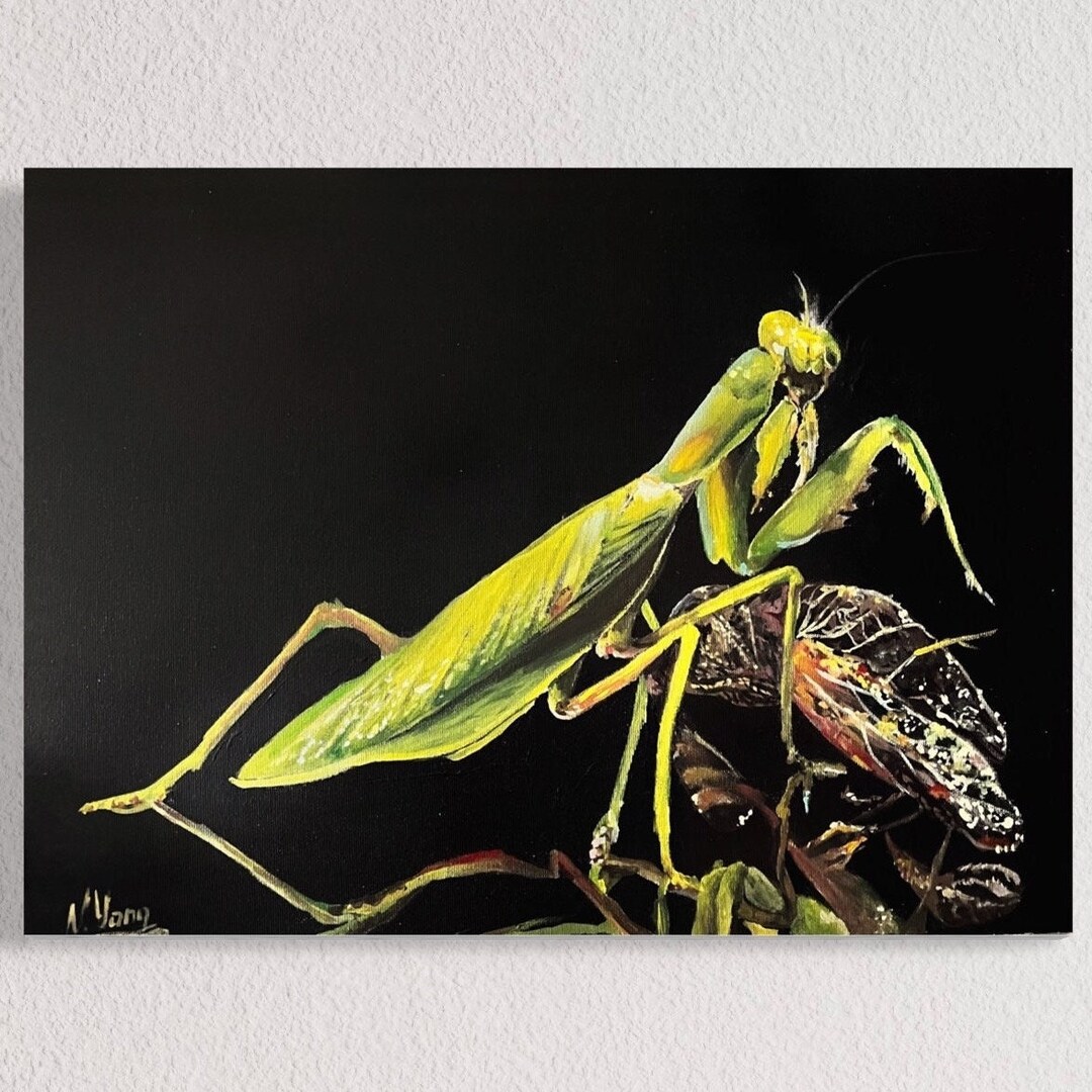 Original Insect Painting Green Art Original Insect Art Realistic ...