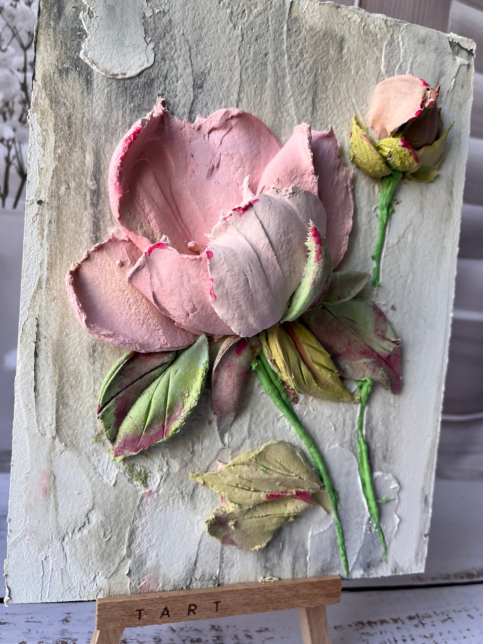 Flower Sculpture Painting Roses 3D Painting Floral Painting 3D Wall Art ...