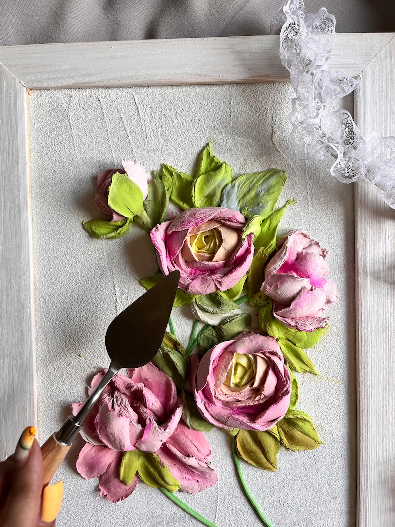 Peony 3d Painting Sculpture Painting Ranunculus Plaster Panno Impasto ...