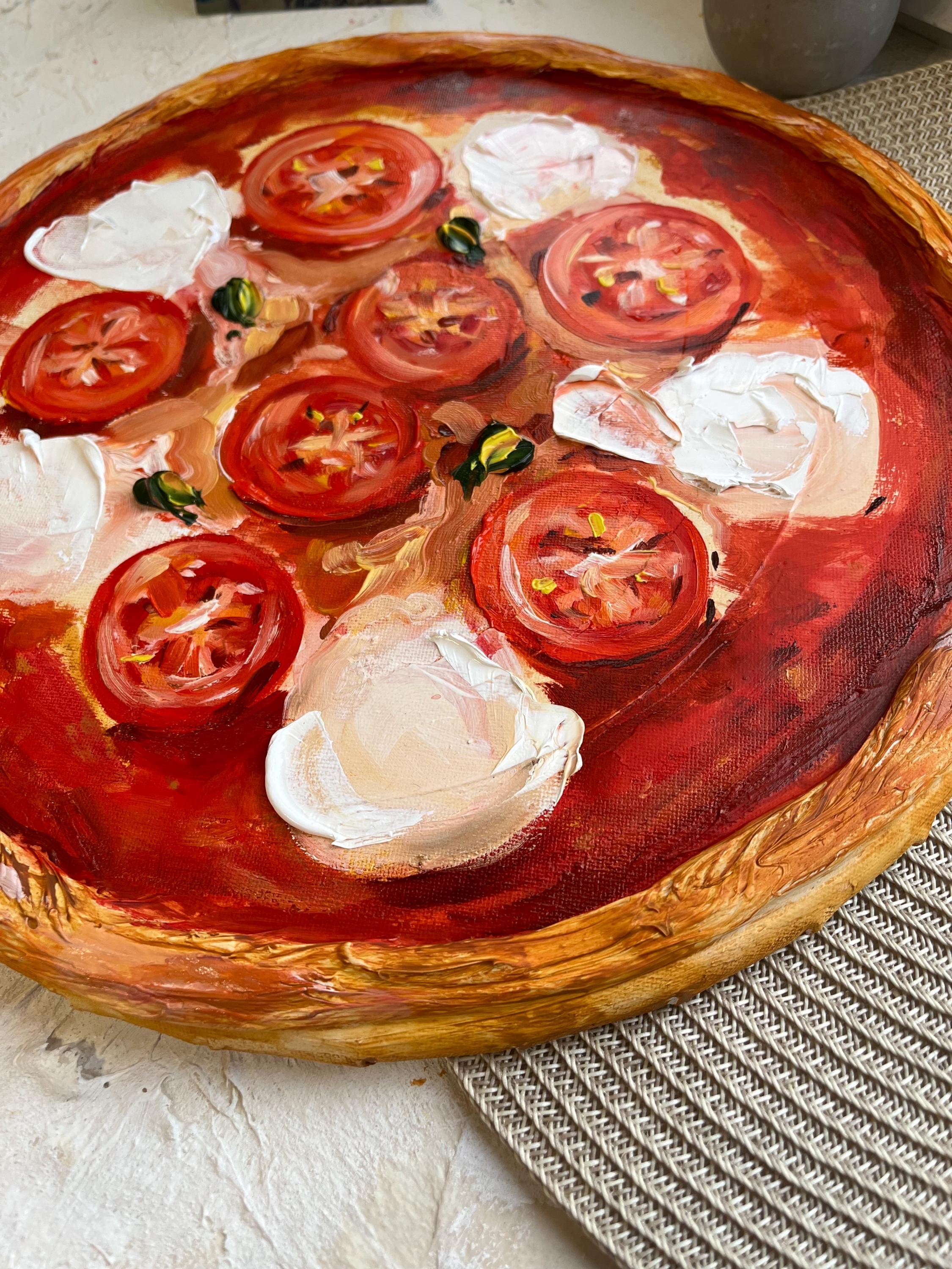 Pizza Original Painting Original Food Painting Original Impasto Art 3d ...