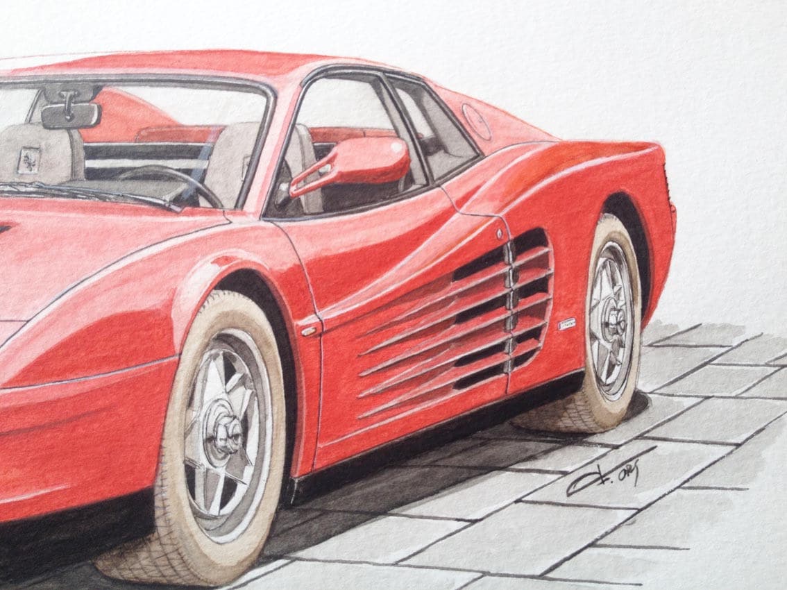 FERRARI Testarossa Original Watercolour Painting on Paper - Etsy