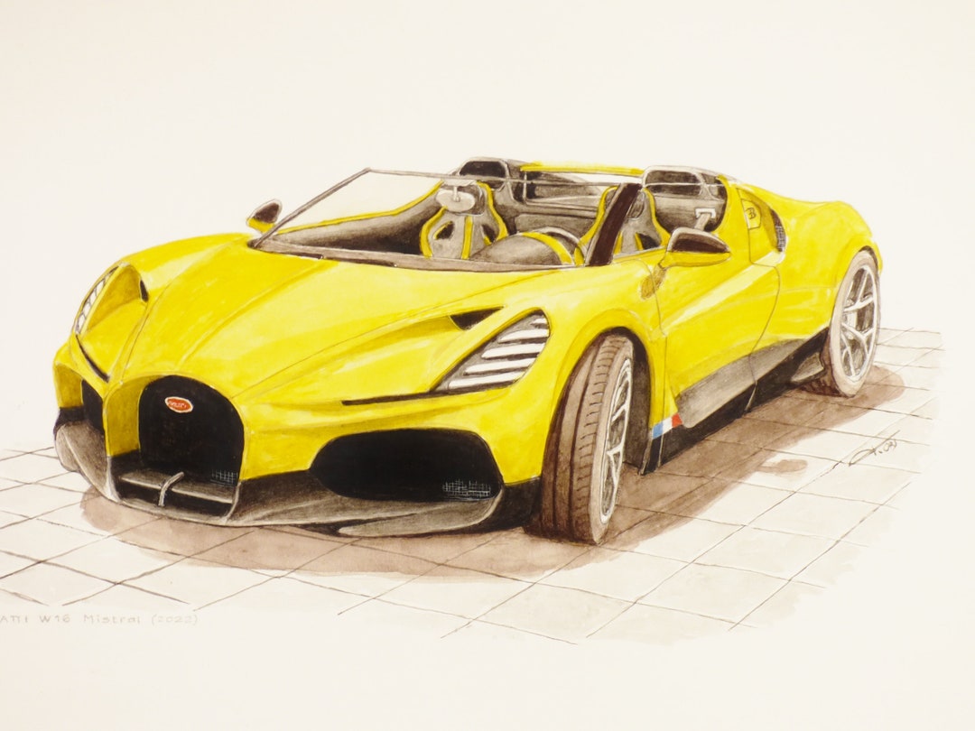 Bugatti W16 Mistral (2021), Original Painting Watercolour on Paper - Etsy