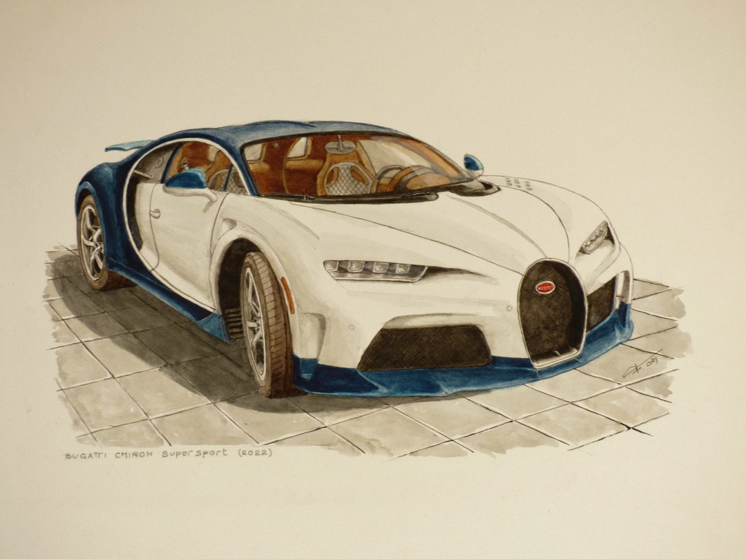 Bugatti Chiron Super Sport (2022) Original Painting Watercolour on ...