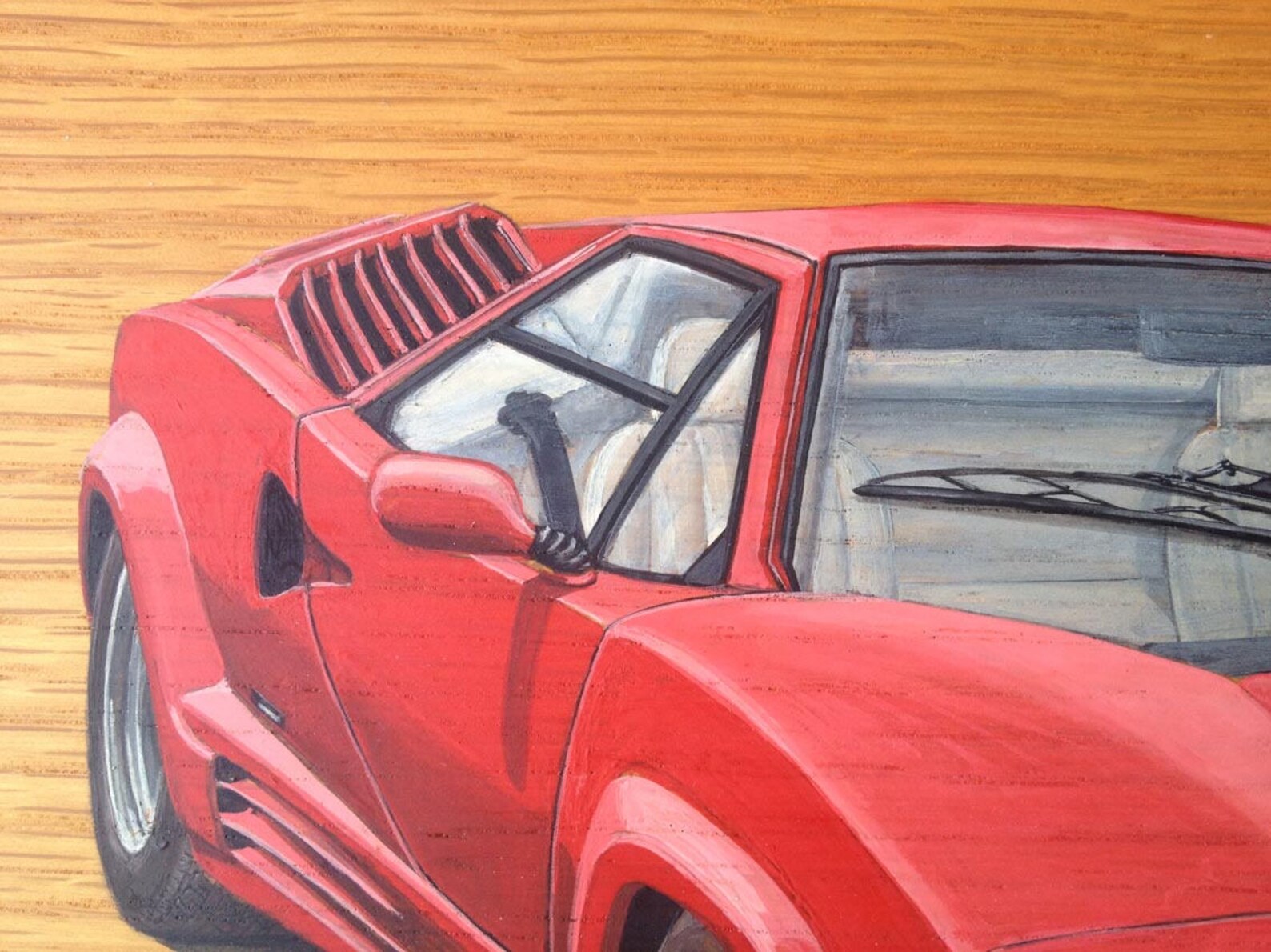 Lamborghini Countach - Original Painting Gouache on Oak Wood. Fancy Car ...