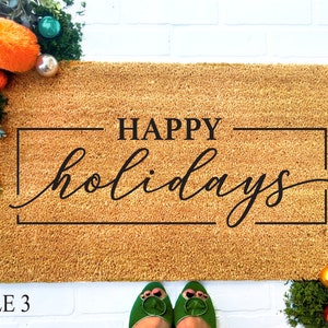 Happy Holidays Doormat, Holiday Doormat, Merry Christmas Doormat ...