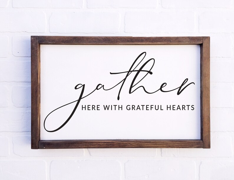 Gather Here With Grateful Hearts Sign, Fall Wall Decor, Fall Signs ...