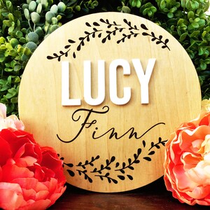 Round Baby Name Sign, Birth Announcement Sign, Nursery Sign, Newborn ...