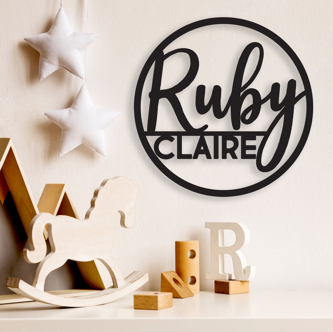 Round Baby Name Sign Custom Baby Name Sign Nursery Sign - Etsy