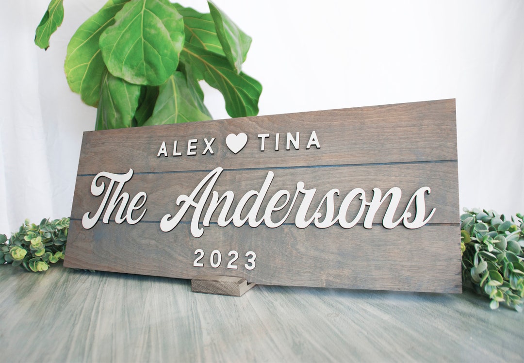 Anniversary Gift, Last Name Sign, Custom Family Name Sign, Established ...