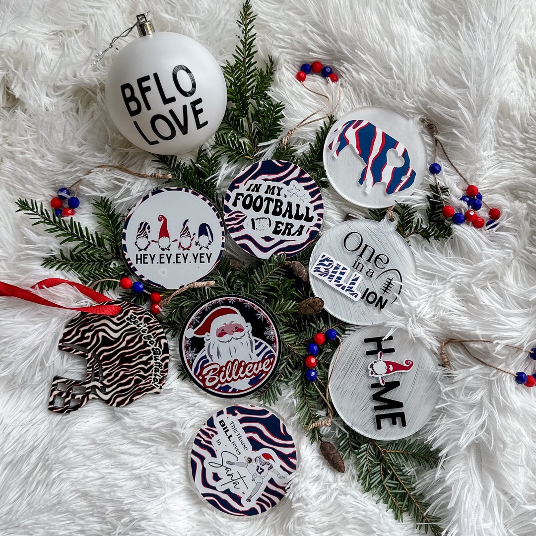 Buffalo Zubaz Ornament Set 3 Inch Clear Acrylic Ornament Buffalo Bills ...