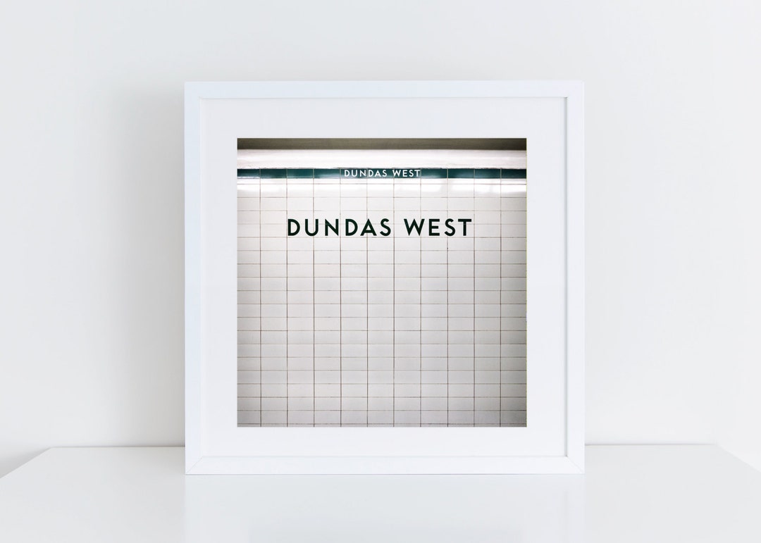 Toronto Subway Station Sign Art - Dundas West Station Retro Square Wall ...
