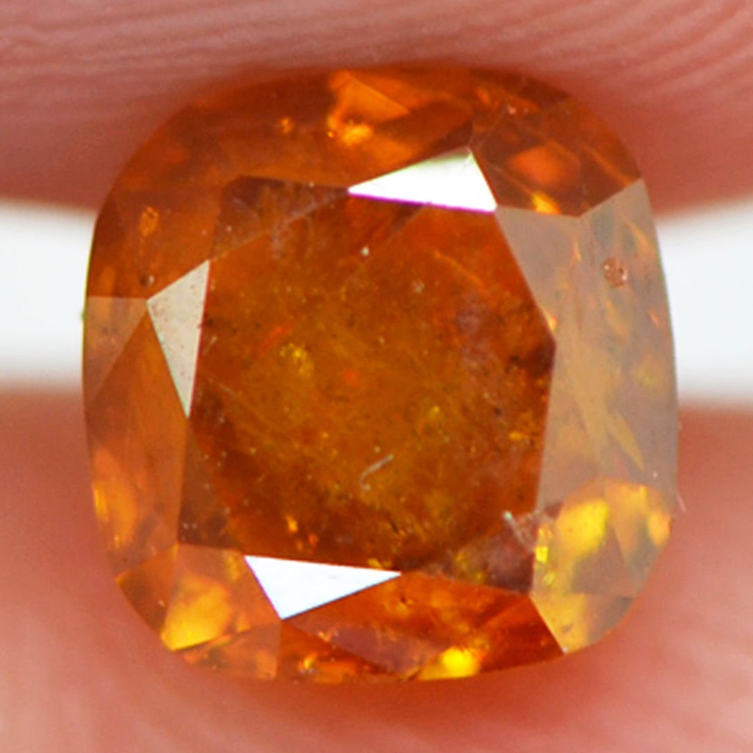 Cushion Cut Diamond Fancy Orange Color 1.33 Carat I1 - Etsy
