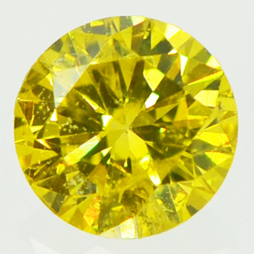 Round Cut Diamond Fancy Yellow Color SI1 0.53 Carat - Etsy