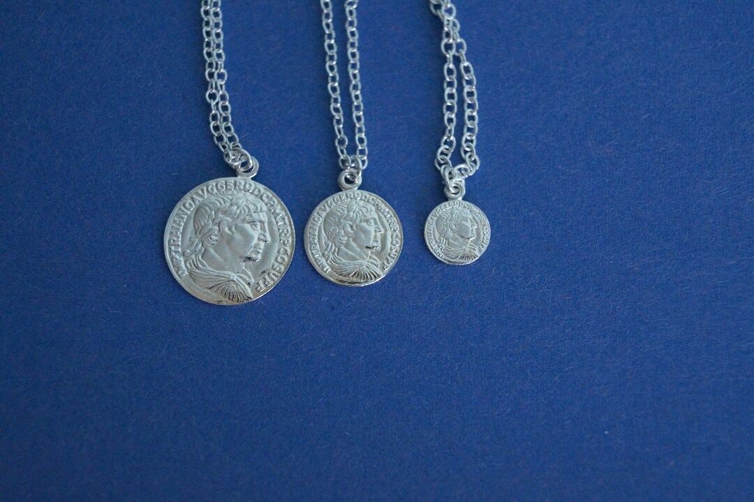 Ancient Greek Medallion Coin Necklace, Sterling Silver, Minimalistic ...