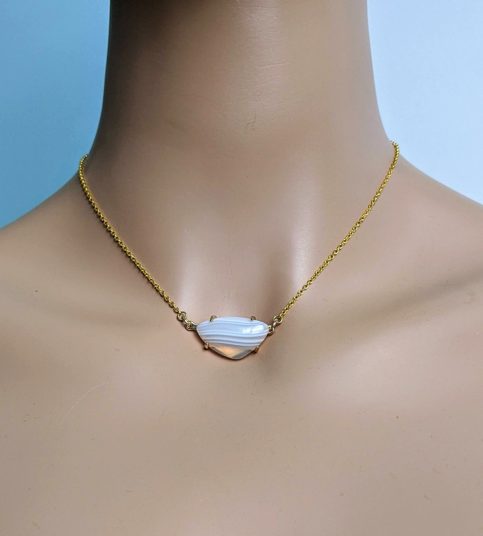 Brazil Agate Pendant Gold Filled Chain Necklace Natural Cream - Etsy