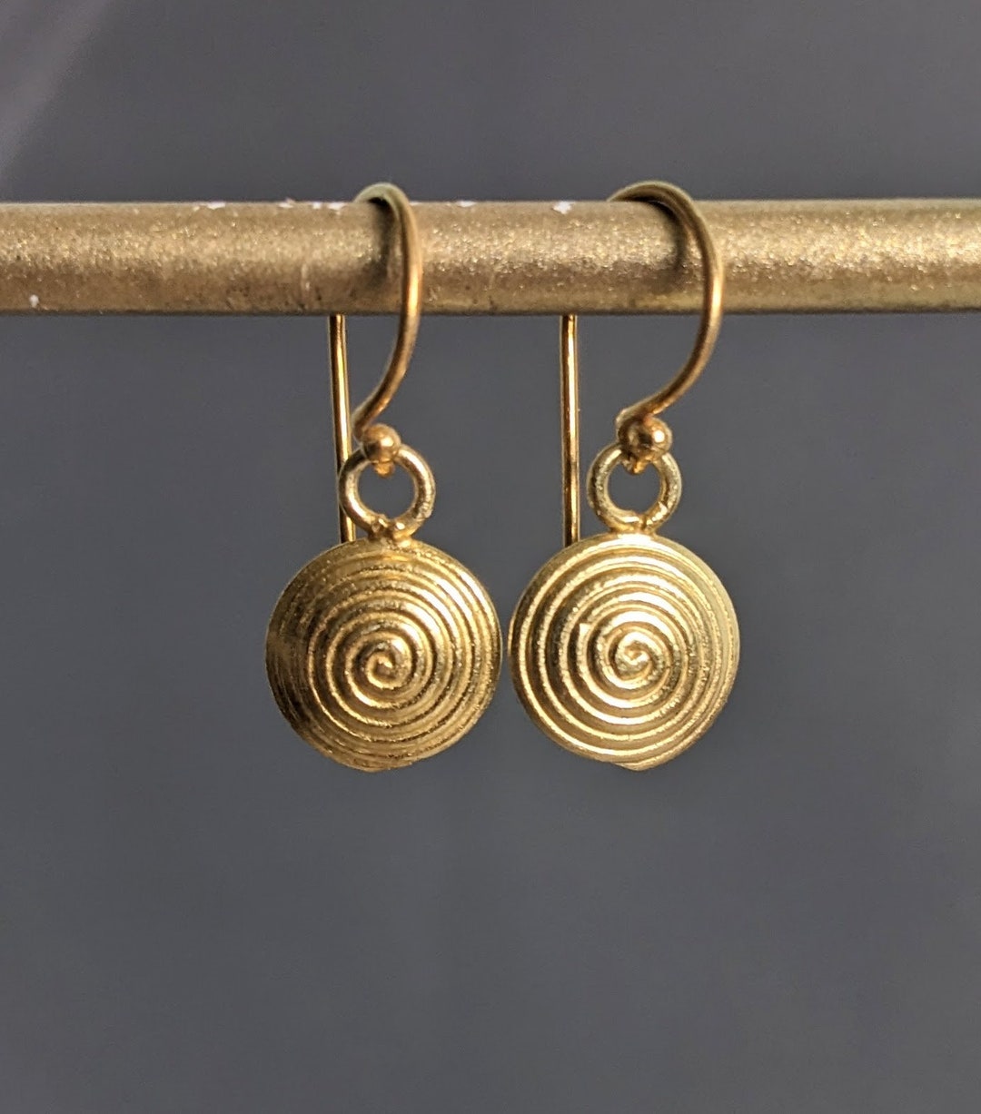 Spiral, Swirl, Helical 24 K Gold Filled Bali Tiny Seashell Earrings ...