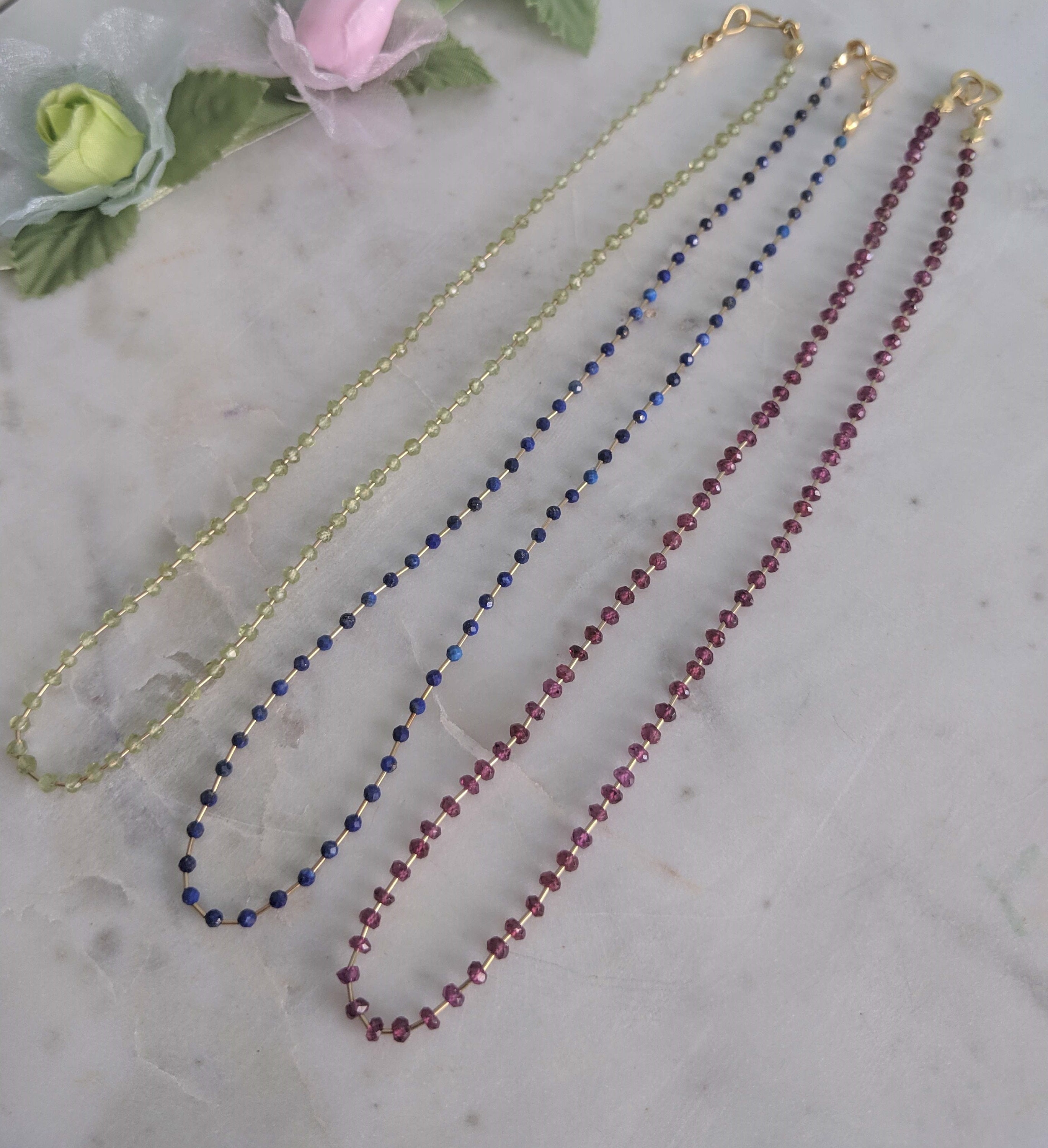 14 K Gold Filled Liquid Gold Gemstone Necklace Garnet - Etsy