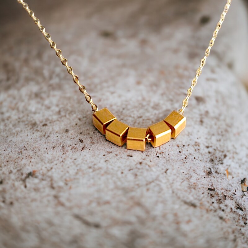 Gold Cube Necklace - Etsy