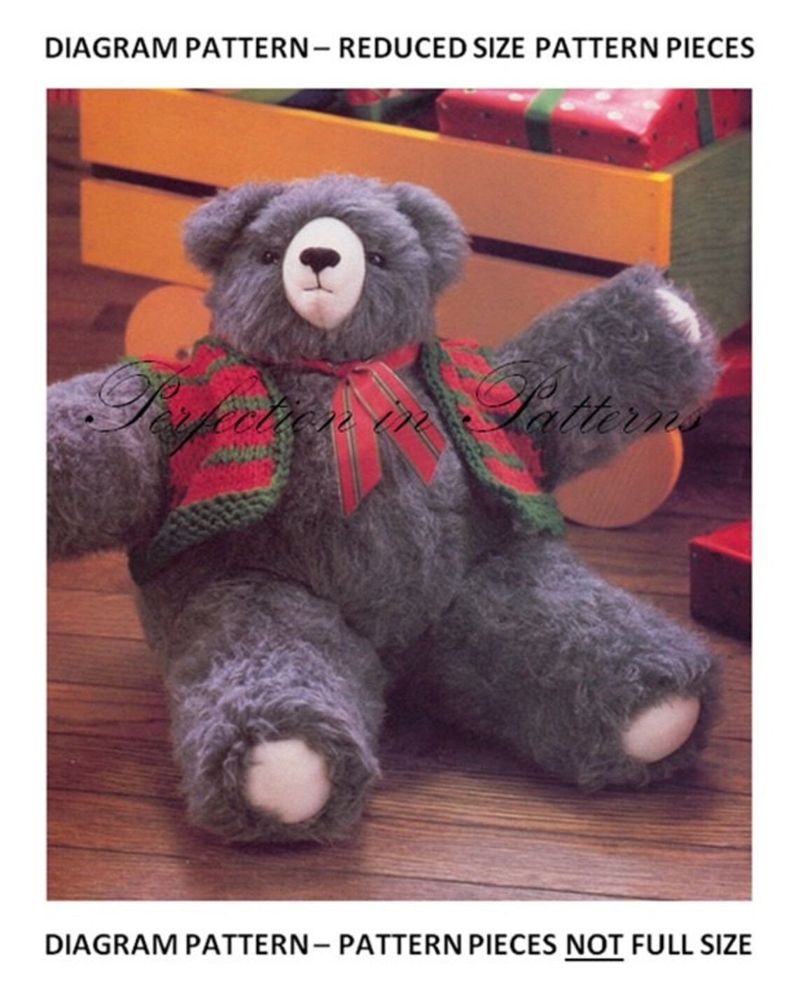 Large 20 in seated Teddy Bear Diagram Sewing Pattern S10099 | Etsy