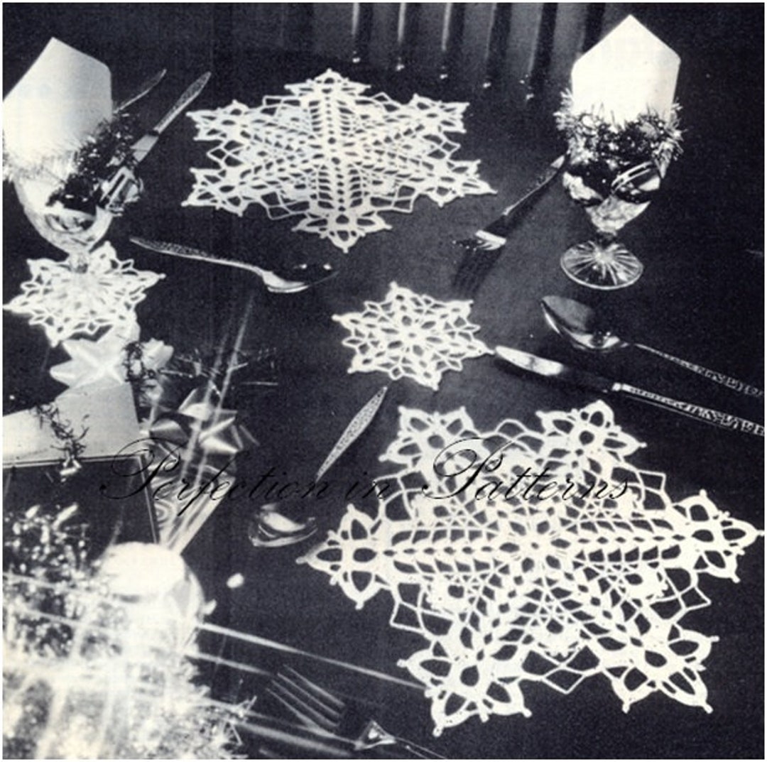 Crochet Pattern to Make Snowflake Place Mats and Glass Mats - Etsy