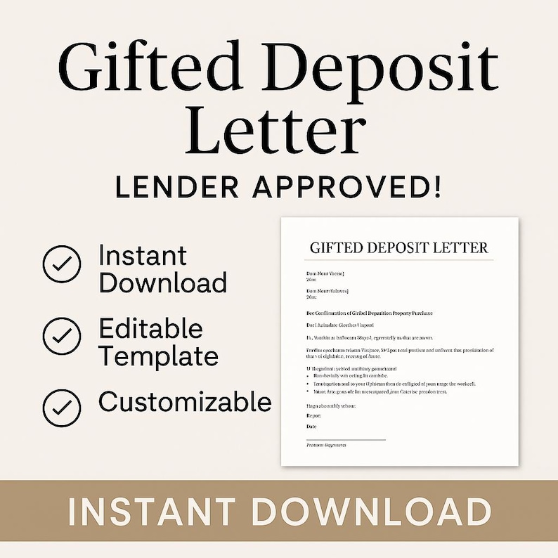 Gifted Deposit Letter Template for House Property Purchase – Editable ...