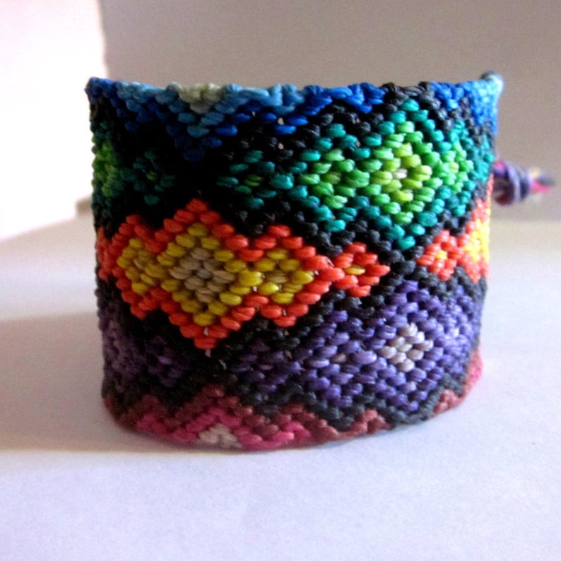 Wide Woven Rainbow Diamond Friendship Bracelet - Etsy