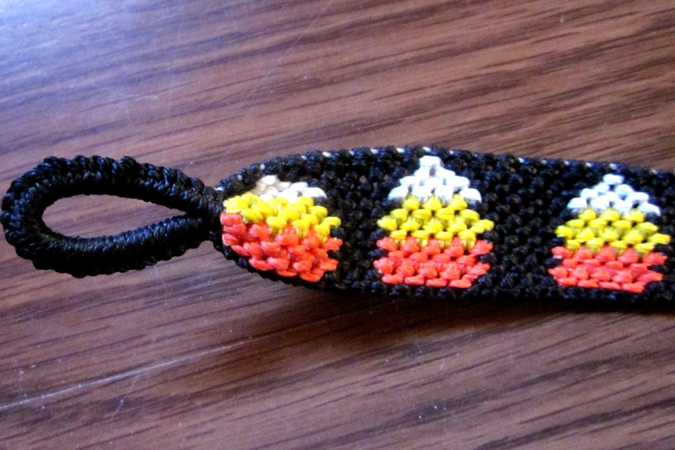Candy Corn Halloween Macrame Friendship Bracelet - Etsy