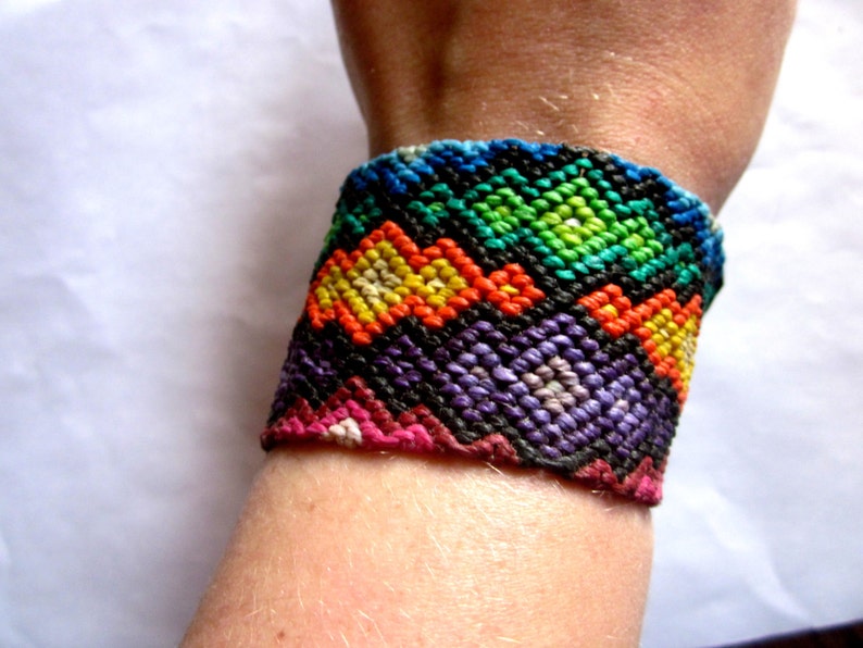 Wide Woven Rainbow Diamond Friendship Bracelet - Etsy