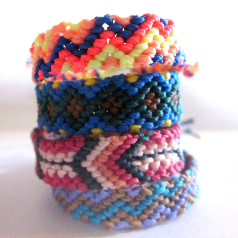 Zig Zag, Diamonds or Arrows Woven Friendship Bracelets. Choose Your ...