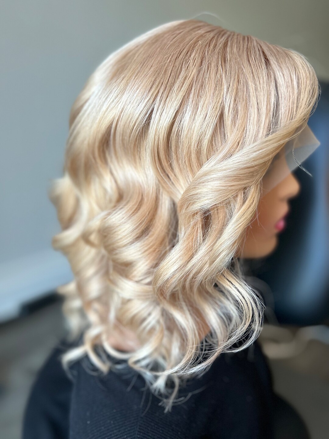 Pale Rose Golden Blonde Lob Wig - Etsy