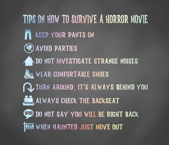 Tips to Survive a Horror Movie SVG & PNG Digital Files - Etsy