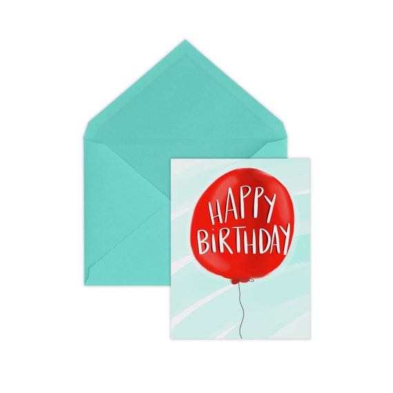 Birthday Card Red Balloon Birthday Card Birthday Card for | Etsy