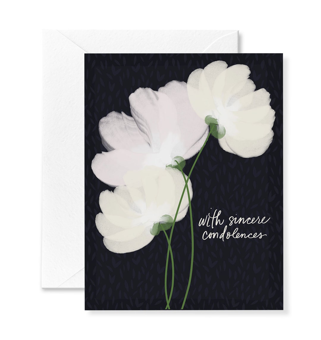 Condolences Card | White Floral Sympathy, Grief Support - Etsy