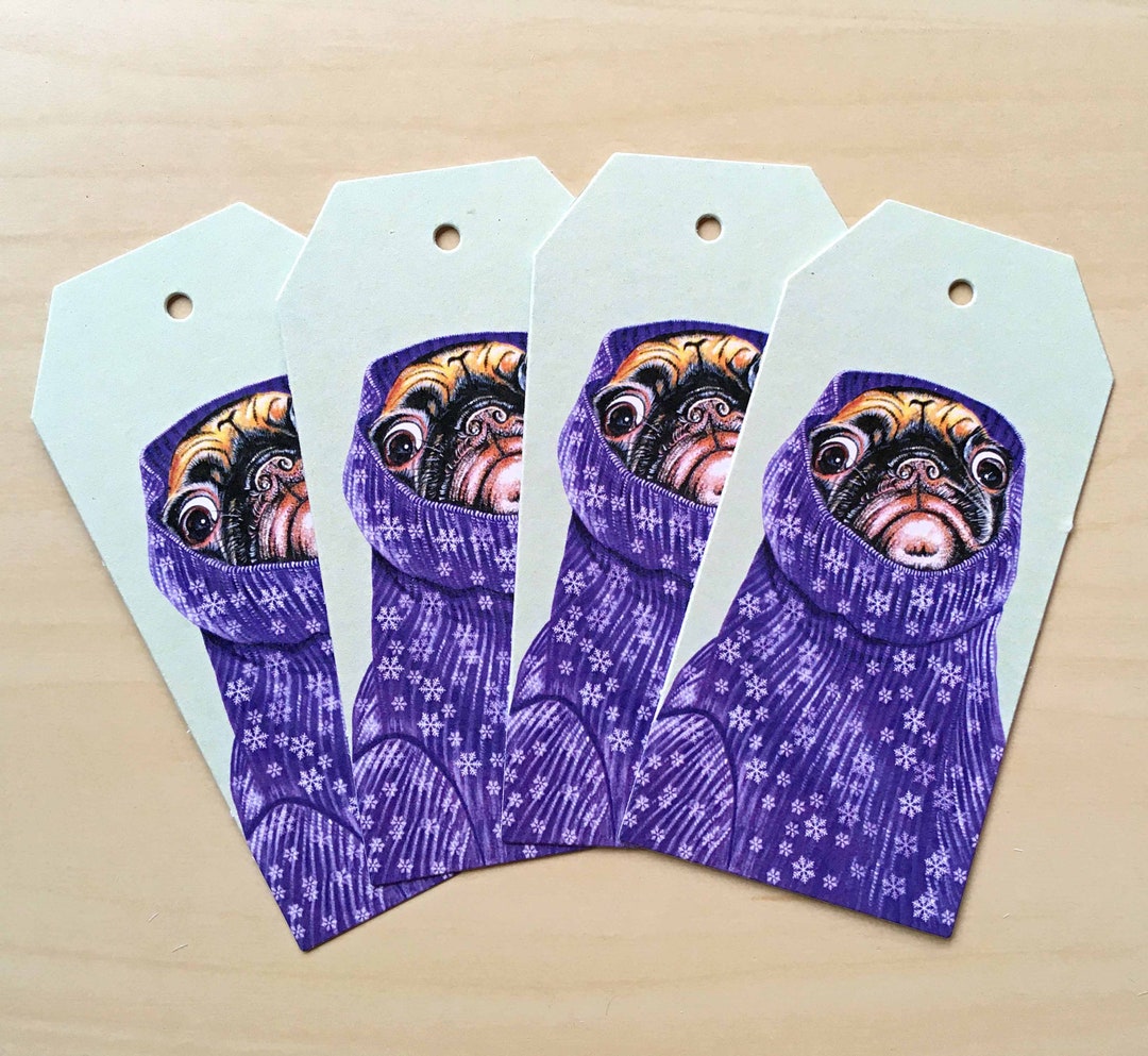 Dog Christmas Tags, Dog Gift Tags, Pug Dog - Etsy