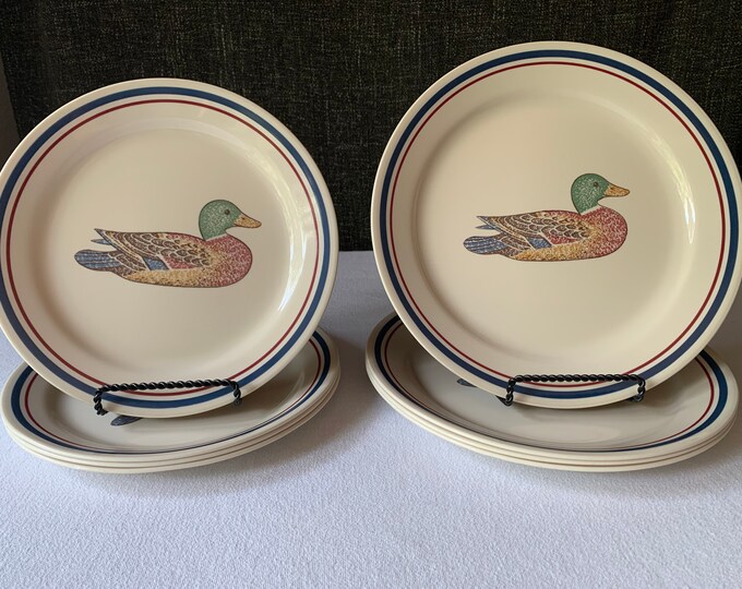 8 Corelle Mallard Duck Dishes. 4 Dinner Plates, 4 Salad / Luncheon ...