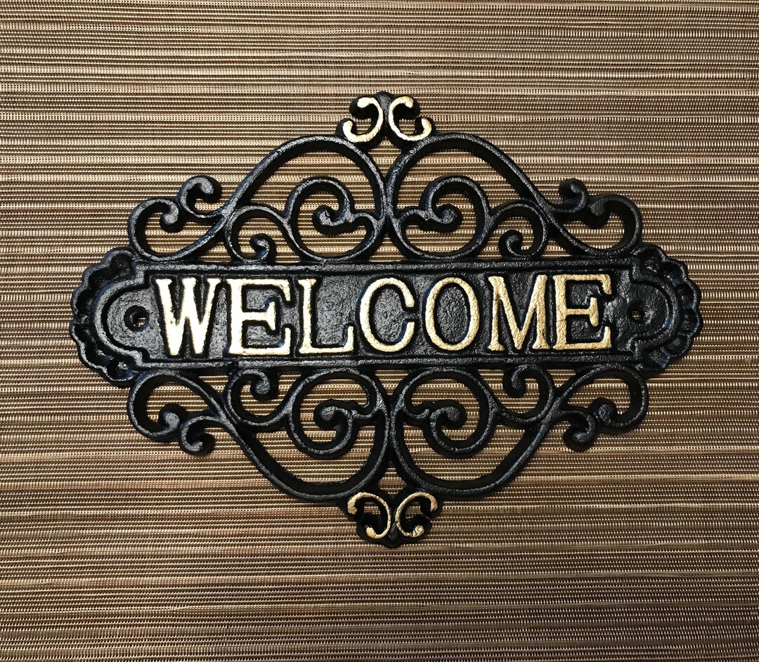 Welcome Sign, Iron Welcome Sign, Cast Iron, Welcome, Sign, 10.5 Wide, 7 ...